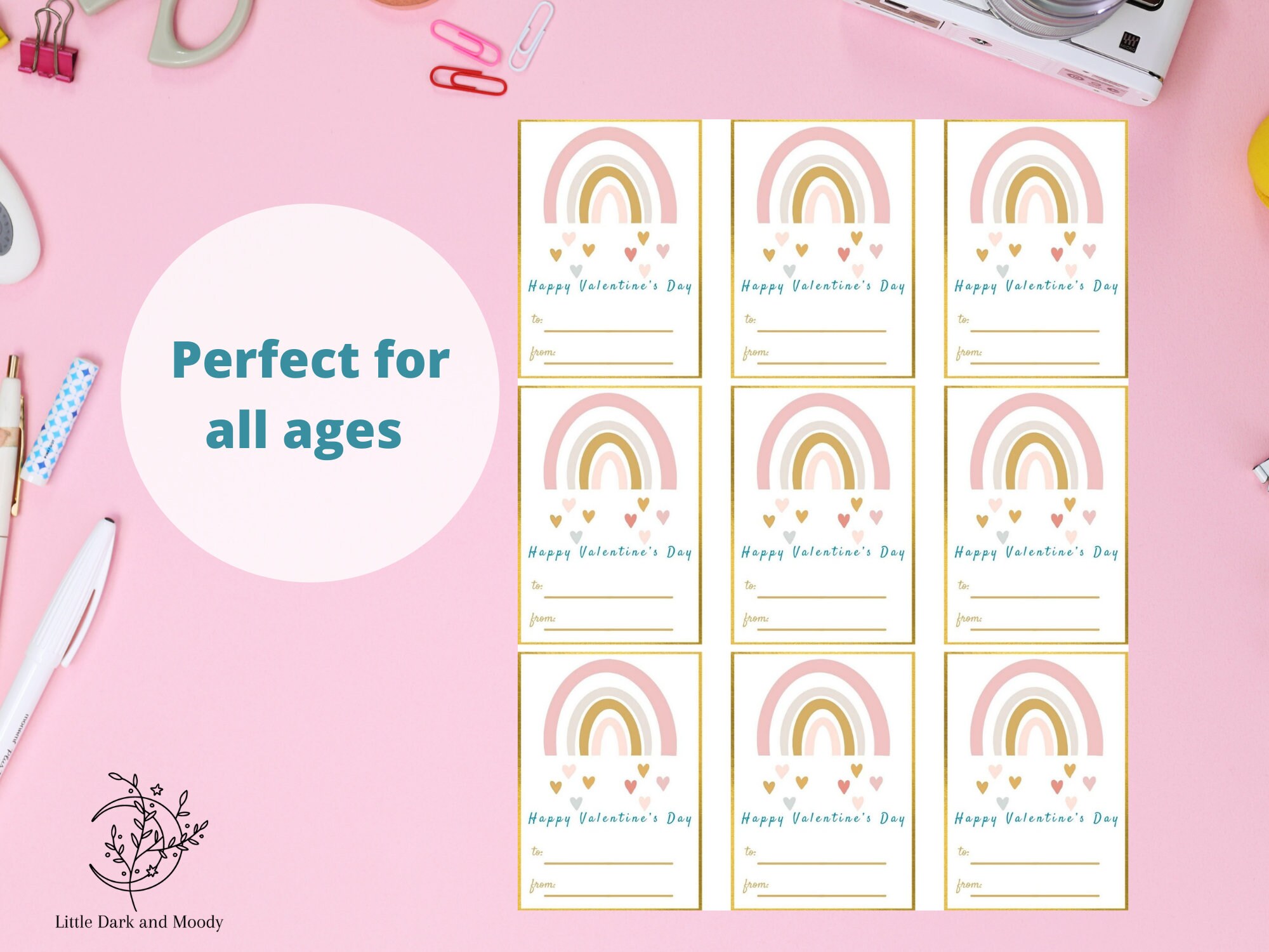 Kids Valentine Cards | Rainbow | Printable Valentine's Day Cards | Boho ...