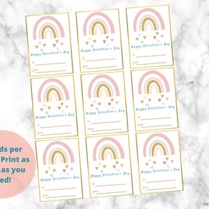 Kids Valentine Cards | Rainbow | Printable Valentine's Day Cards | Boho ...