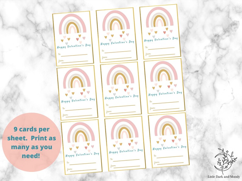 Kids Valentine Cards | Rainbow | Printable Valentine's Day Cards | Boho ...