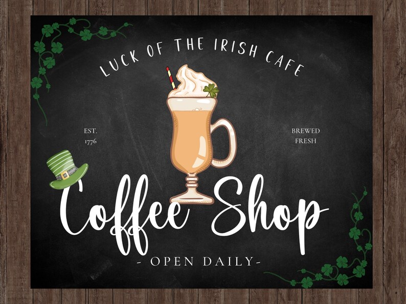 St. Patrick's Day Coffee Shop Printable Wall Art | St. Patrick's Day ...