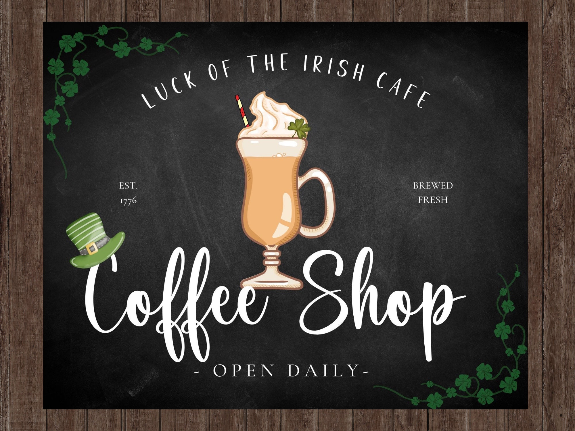 St. Patrick's Day Coffee Shop Printable Wall Art | St. Patrick's Day ...