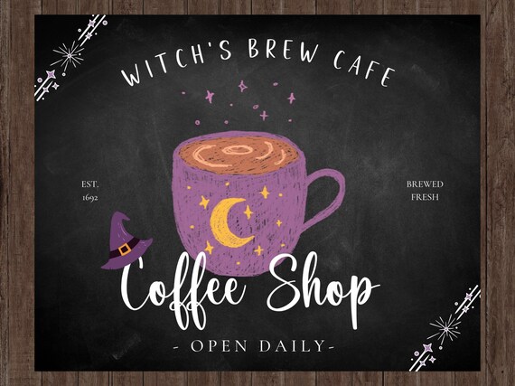 Witchy Wall Art Printable Witch's Brew Cafe Coffee - Etsy