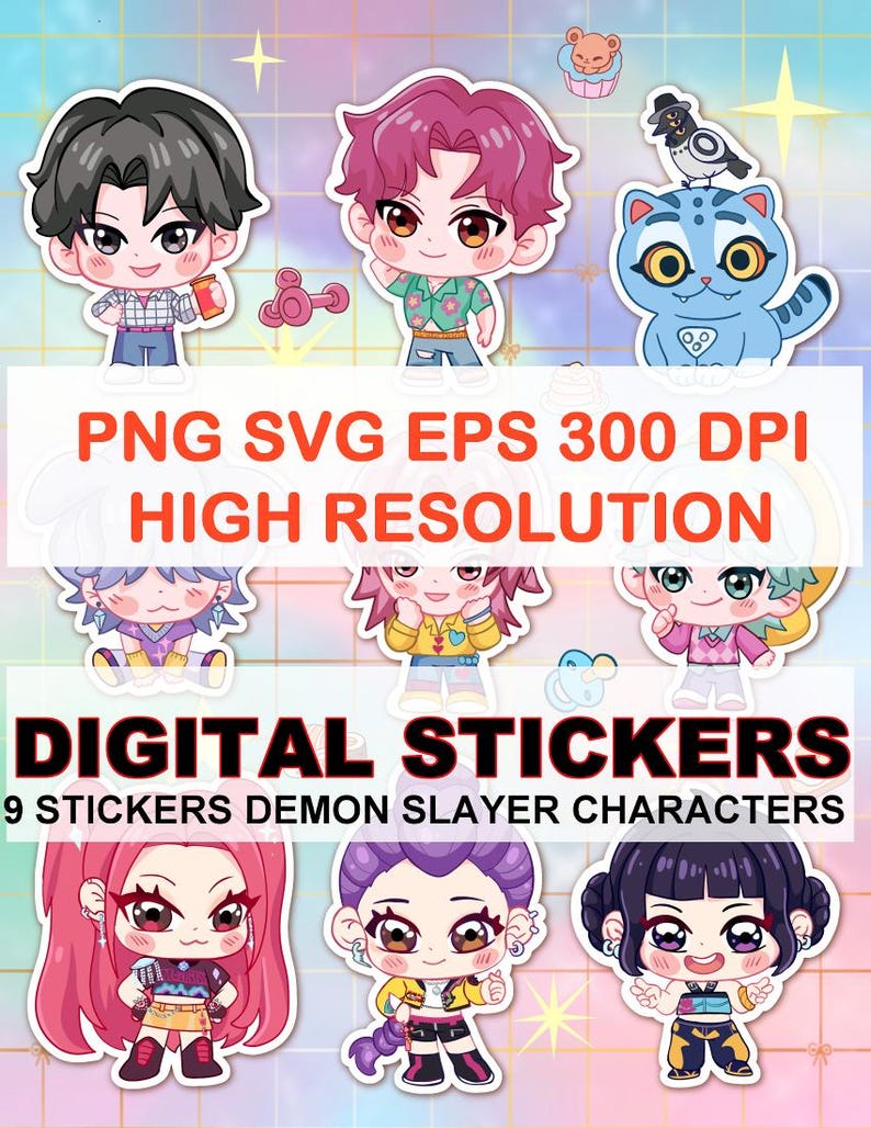 Anime Chibi Stickers: Digital Clipart Bundle (PNG, SVG, EPS Files) - Etsy
