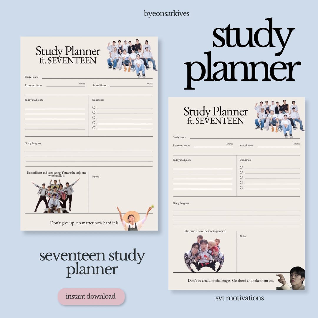 Seventeen Study Planner Pdf | Svt Kpop Study Planner Printable Digital ...