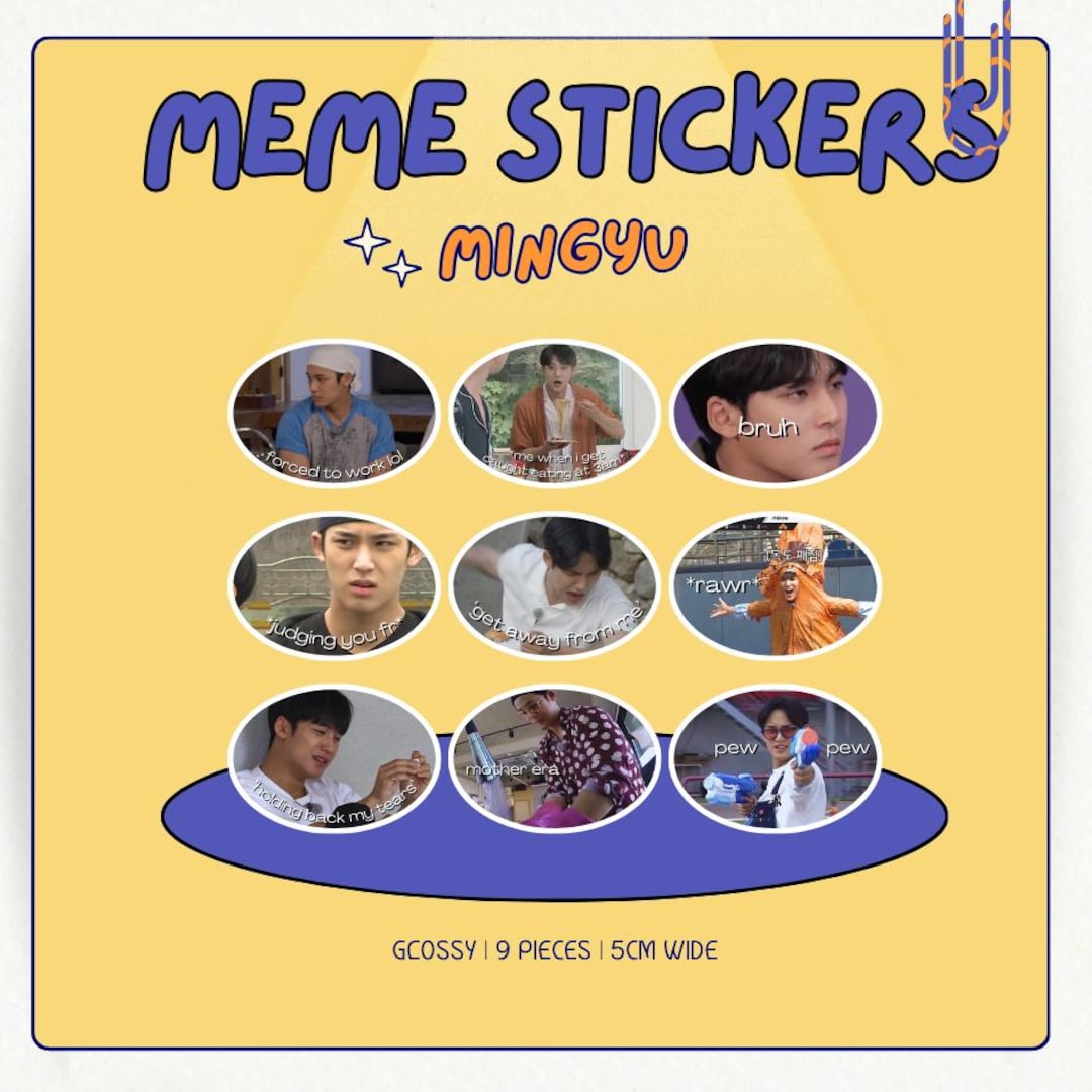 Seventeen Meme Sticker Pack Svt Glossy Meme Sticker Pack Oval Funny ...