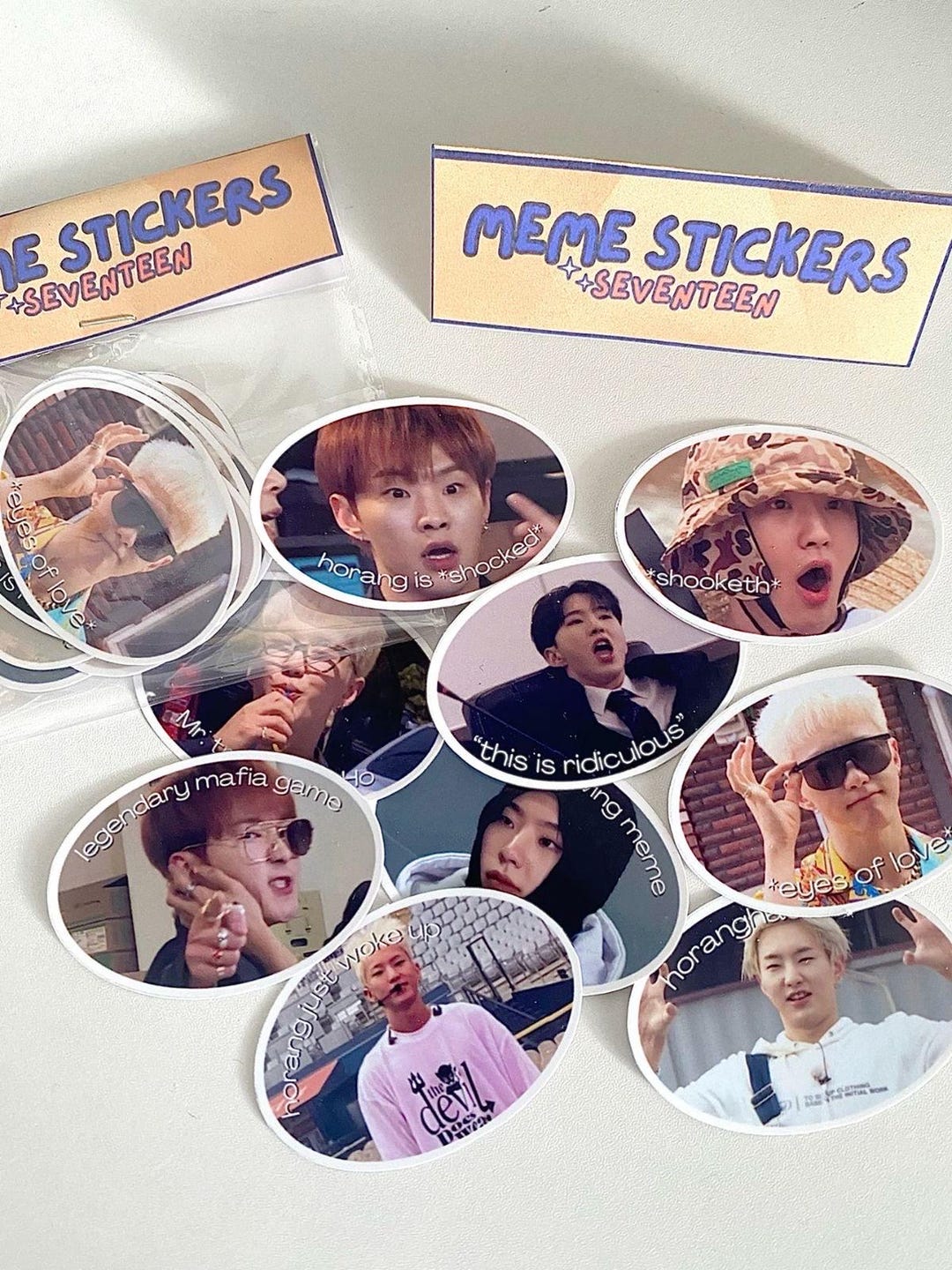 Seventeen Meme Sticker Pack | Svt Glossy Meme Sticker Pack | Oval Funny ...