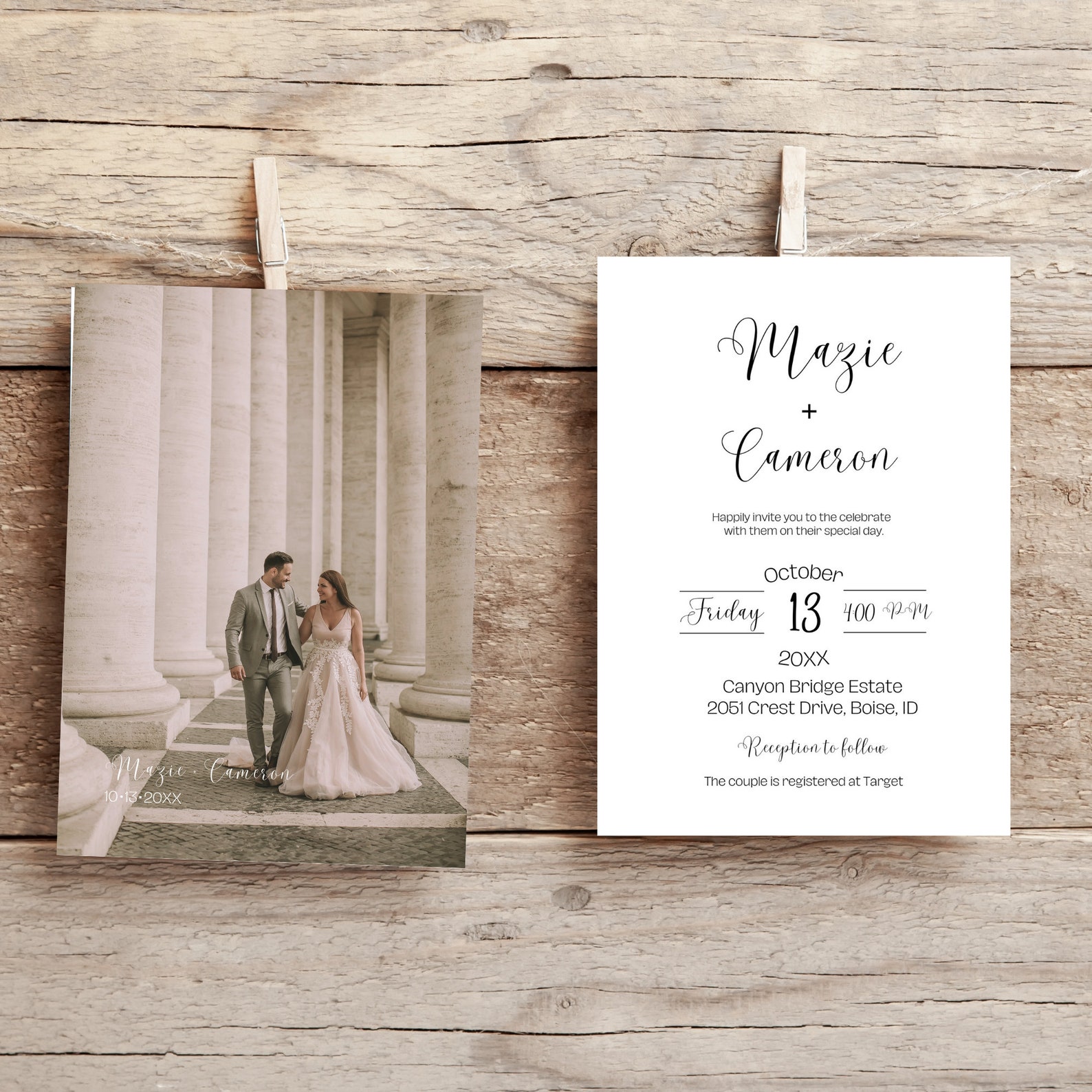 Photo LDS Temple Wedding Invitation, Printable Modern Wedding Template ...