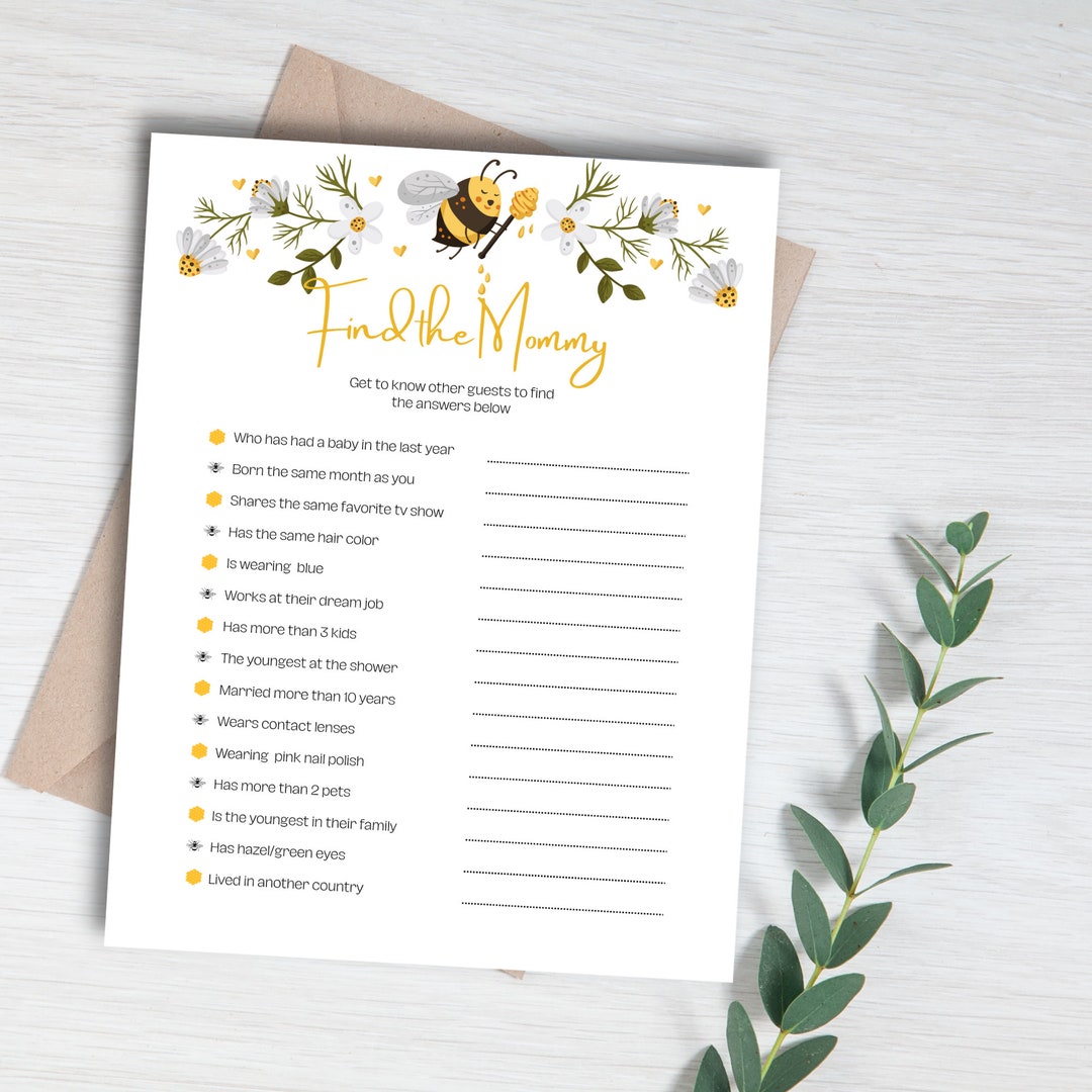 Find the Mommy Bee Baby Shower Game (PNG Printable) - Etsy