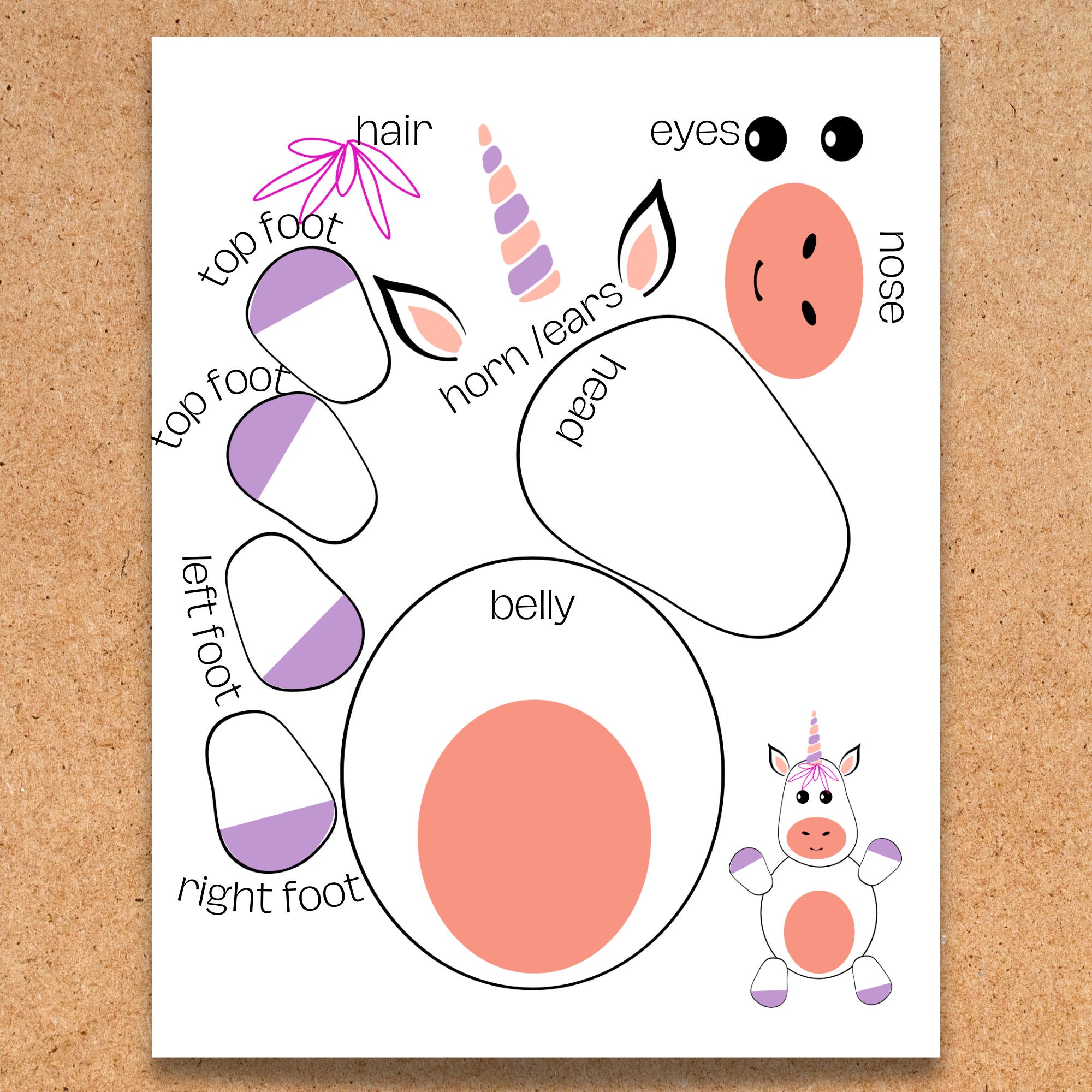 Unicorn Cut Out, Cut and Glue, Arts and Crafts Printables - Etsy