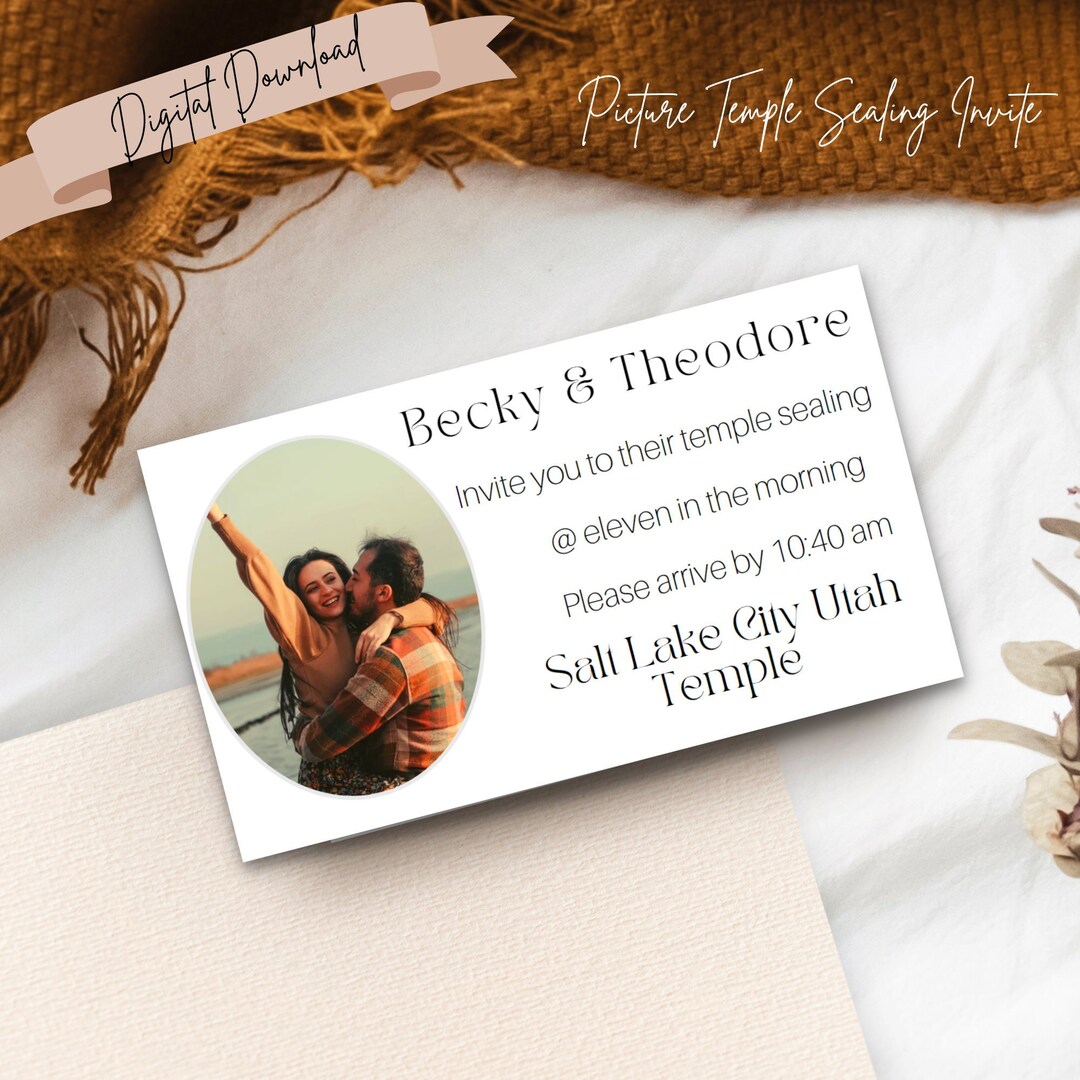 Photo Temple Sealing Invite Card: Wedding Announcement (digital ...