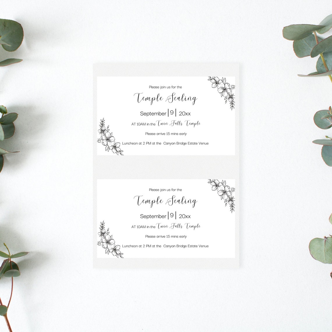 Temple Sealing Wedding Card Insert, Personalized Editable Template - Etsy