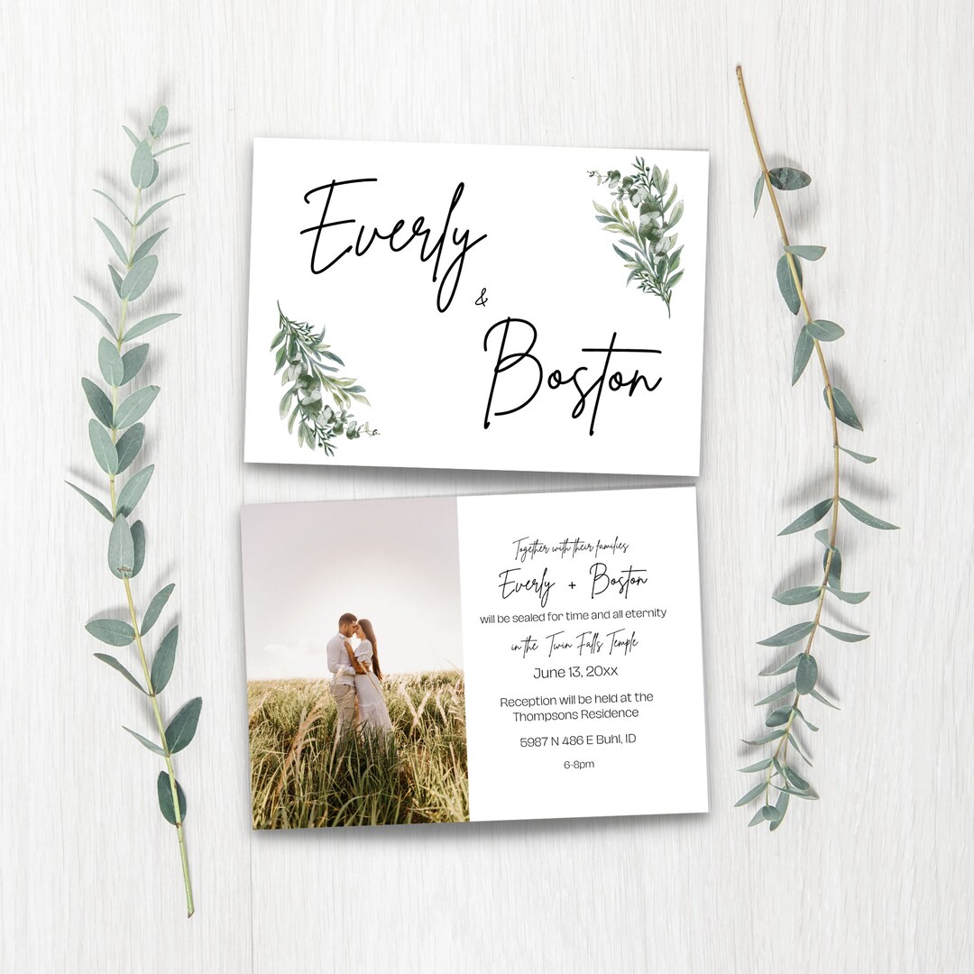 LDS Temple Wedding Photo Announcement Bundle, Thank You Card, RSVP ...