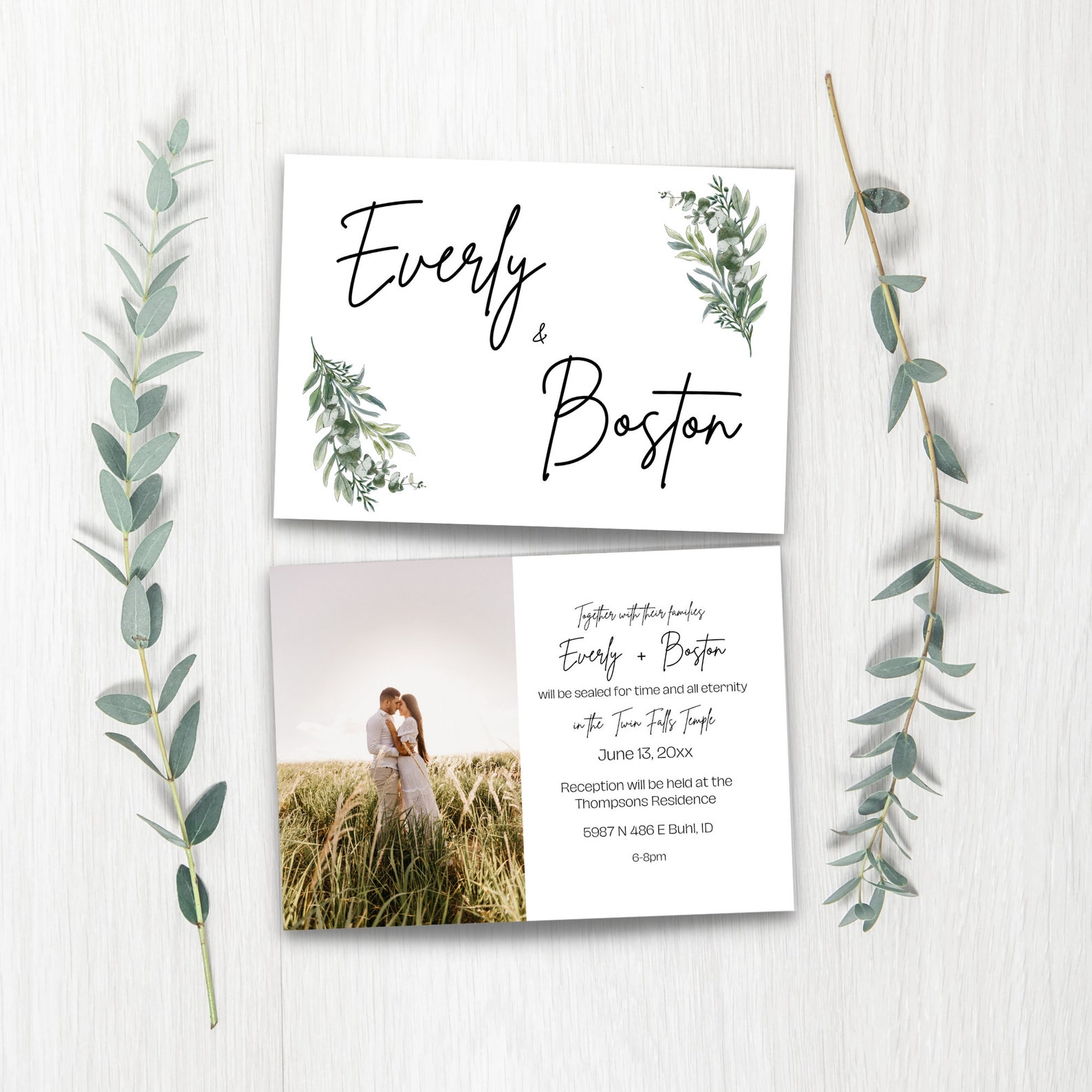 LDS Temple Wedding Photo Announcement Bundle, Thank You Card, RSVP ...