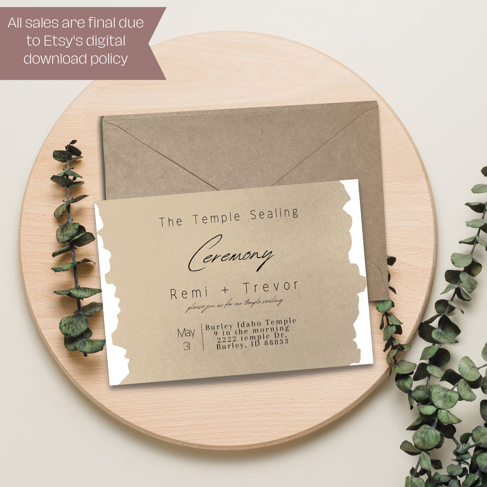 Digital LDS Wedding Invitation Template With Temple Sealing Details - Etsy