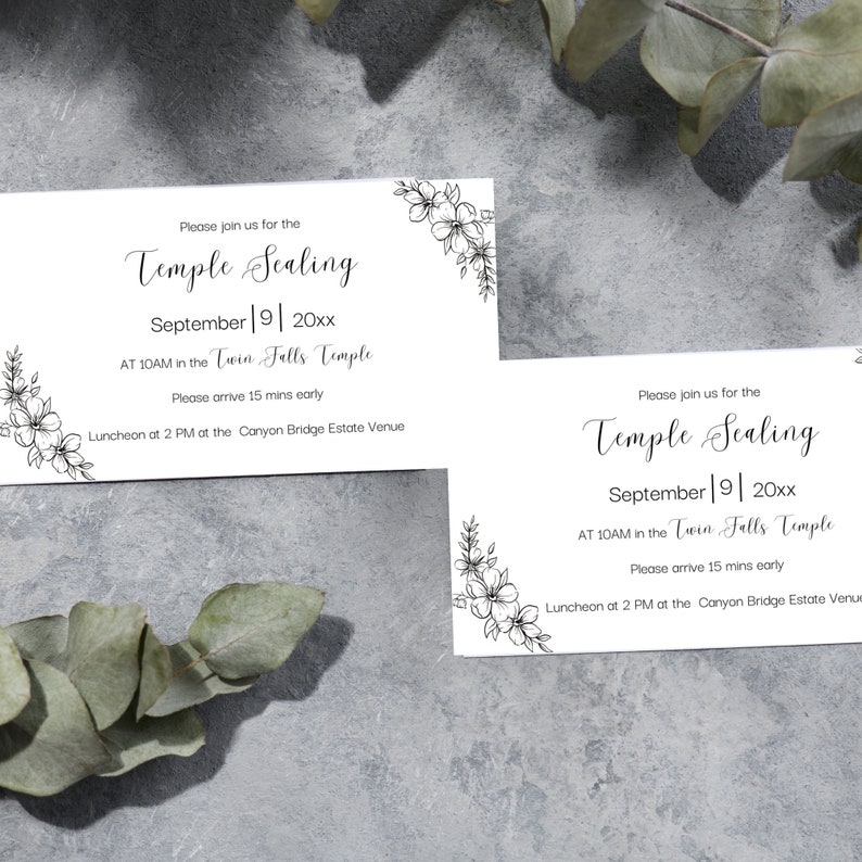 Temple Sealing Wedding Card Insert, Personalized Editable Template - Etsy