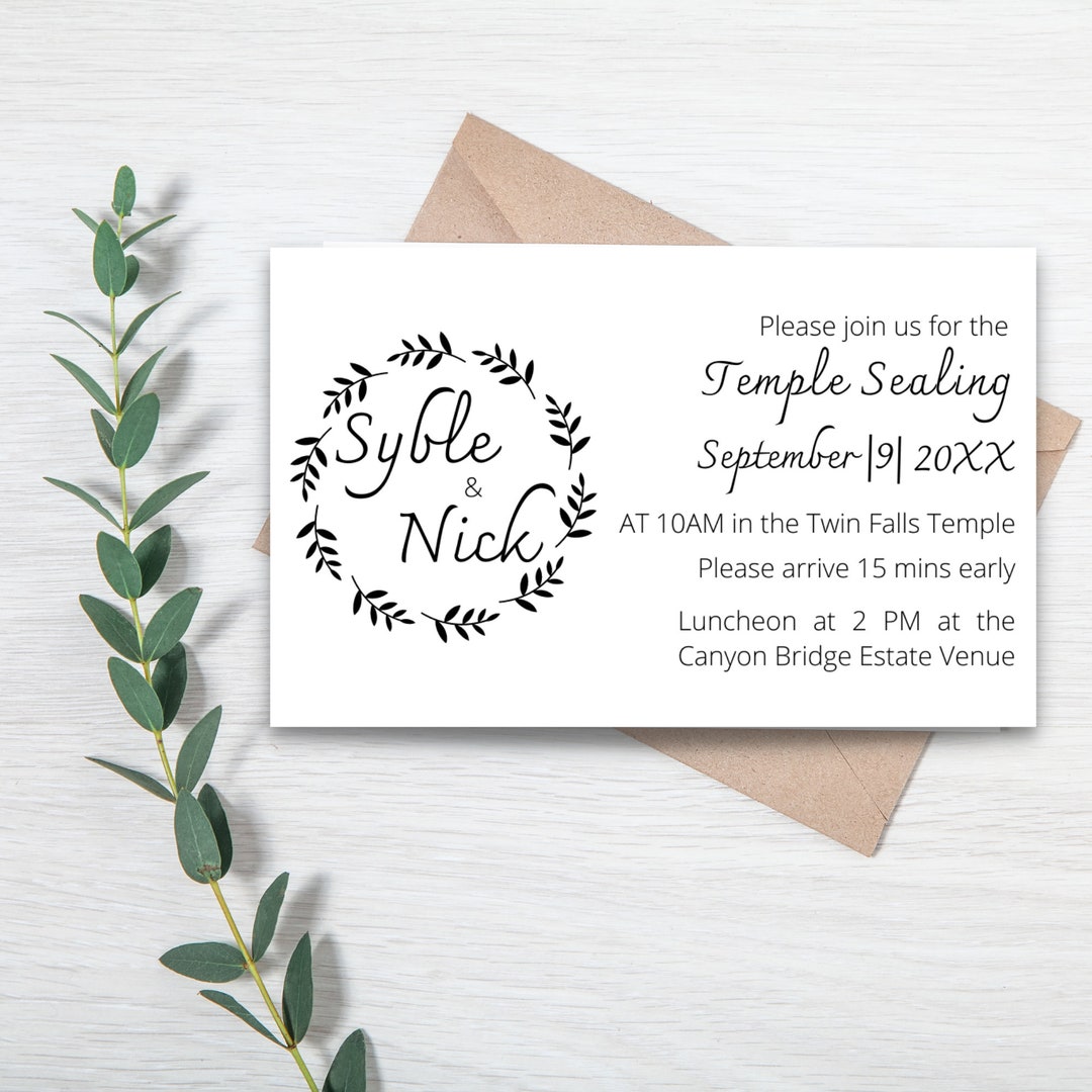 LDS Temple Sealing Invitation Card, 3.5x2'', Temple Template, Printable-syble Nick - Etsy