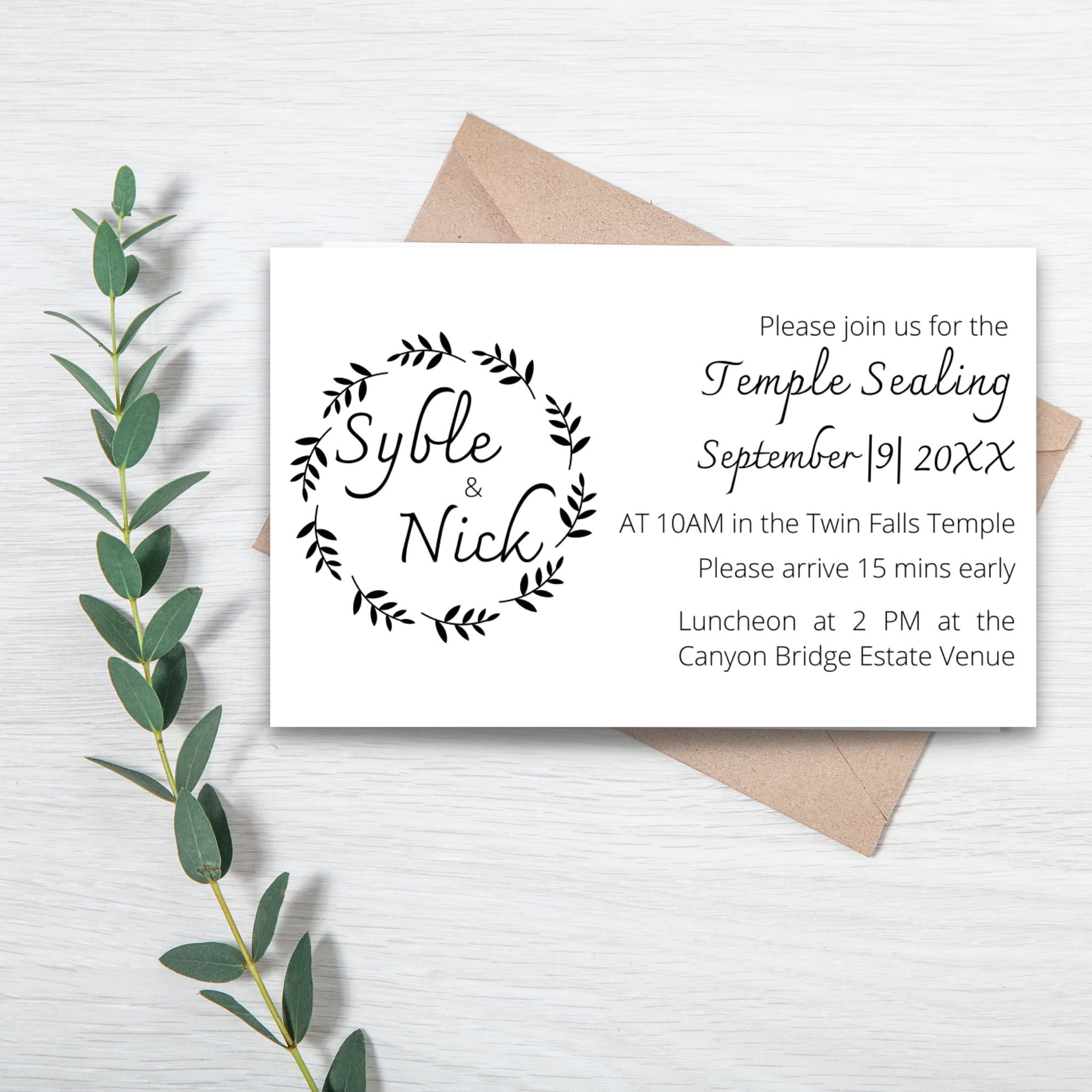 LDS Temple Sealing Invitation Card, 3.5x2'', Temple Template, Printable-syble Nick - Etsy