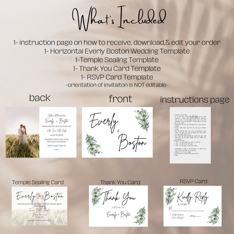 LDS Temple Wedding Photo Announcement Bundle, Thank You Card, RSVP ...