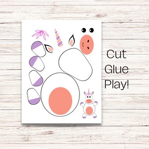 Unicorn Cut Out, Cut and Glue, Arts and Crafts Printables - Etsy