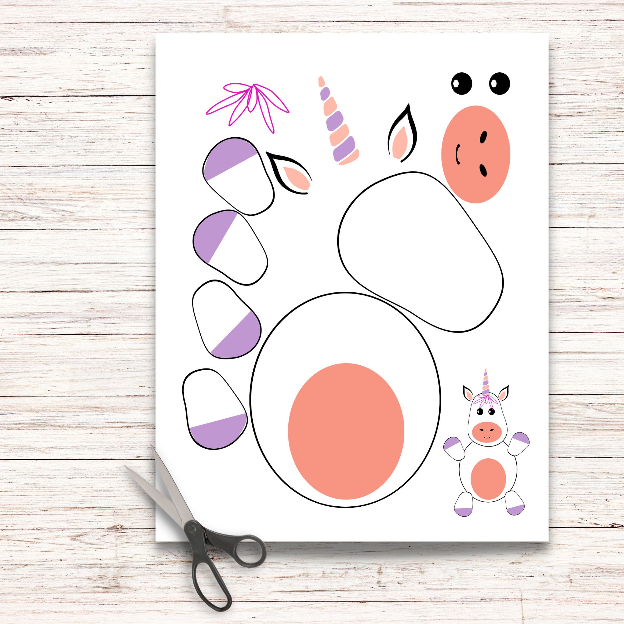 Unicorn Cut Out, Cut and Glue, Arts and Crafts Printables - Etsy
