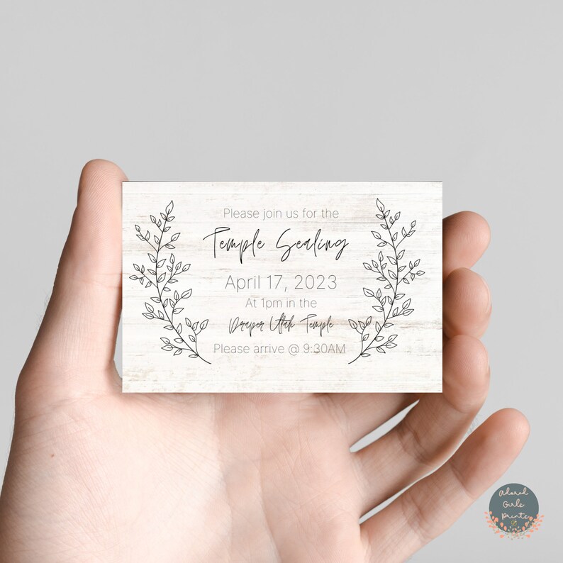 Rustic Temple Sealing Insert, Invite Template, LDS Temple Sealing ...