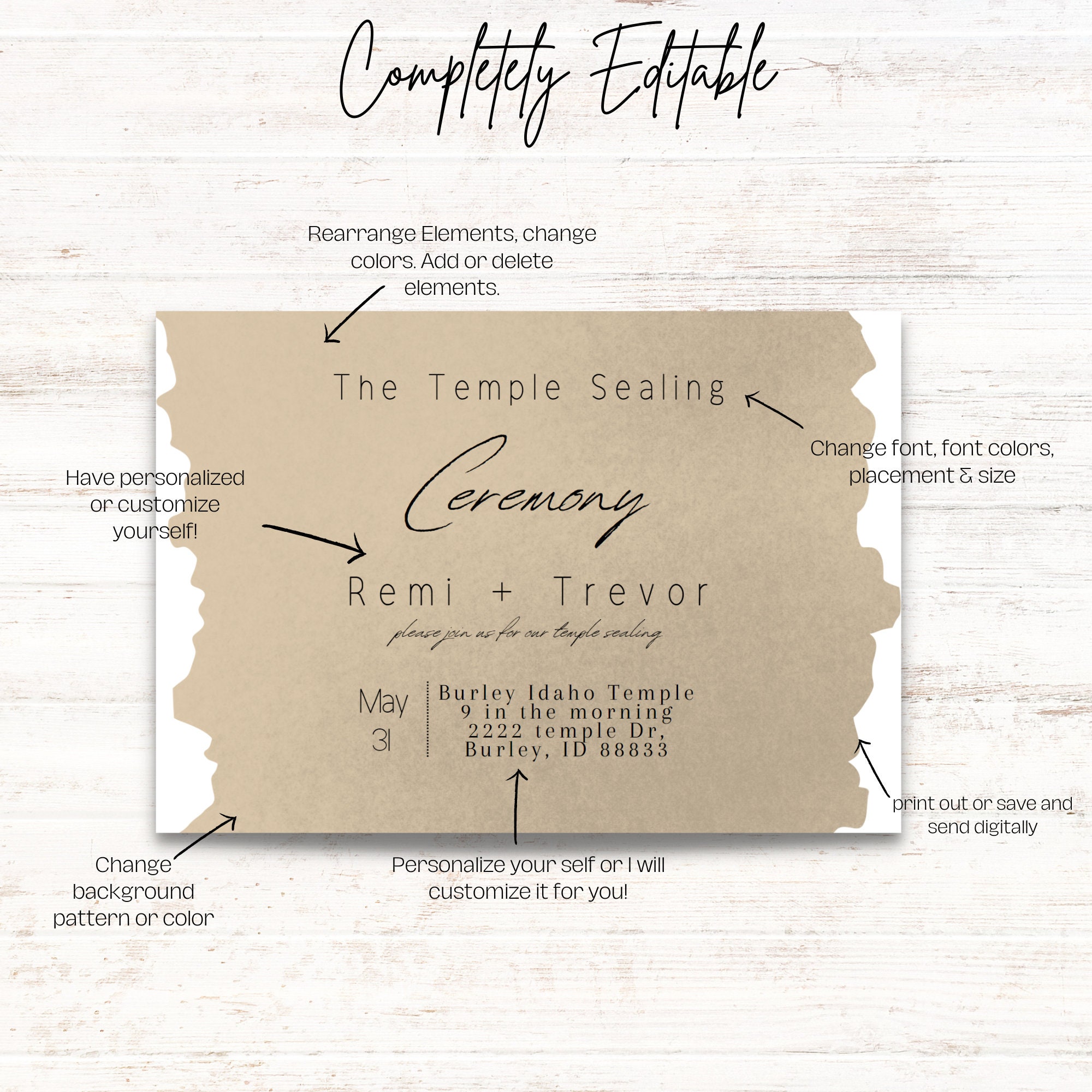 Temple Sealing Insert, LDS Sealing Invite, Temple Wedding Card, Digital ...