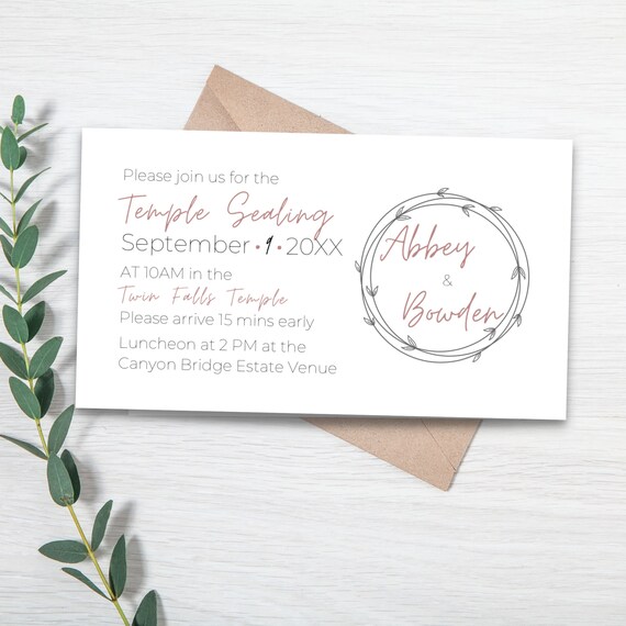 LDS Monogram Temple Sealing Card Decorative Minimalist Boho - Etsy