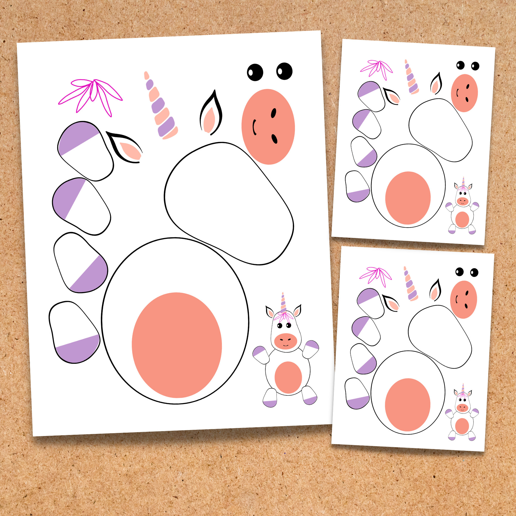 Unicorn Cut Out, Cut and Glue, Arts and Crafts Printables - Etsy