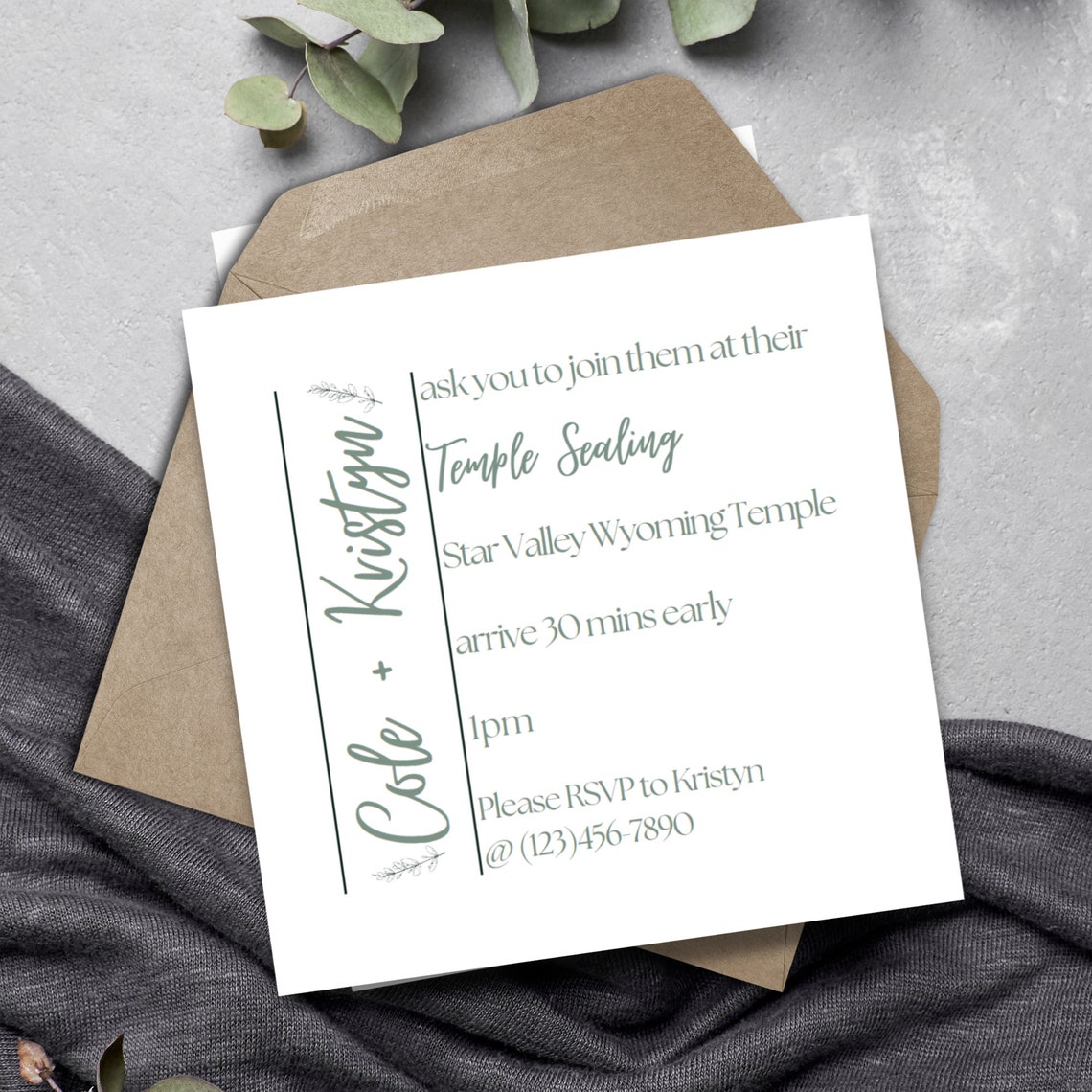 Temple Sealing Invitation Template: Square Card (digital Download) - Etsy