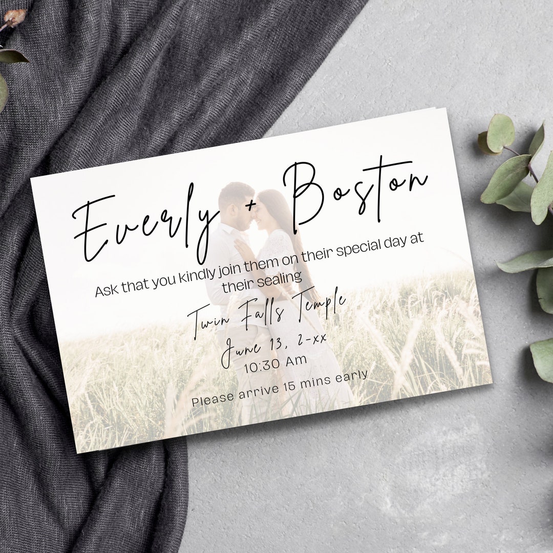 Temple Wedding Invitation Print Out, LDS Sealing Invite, Photo ...