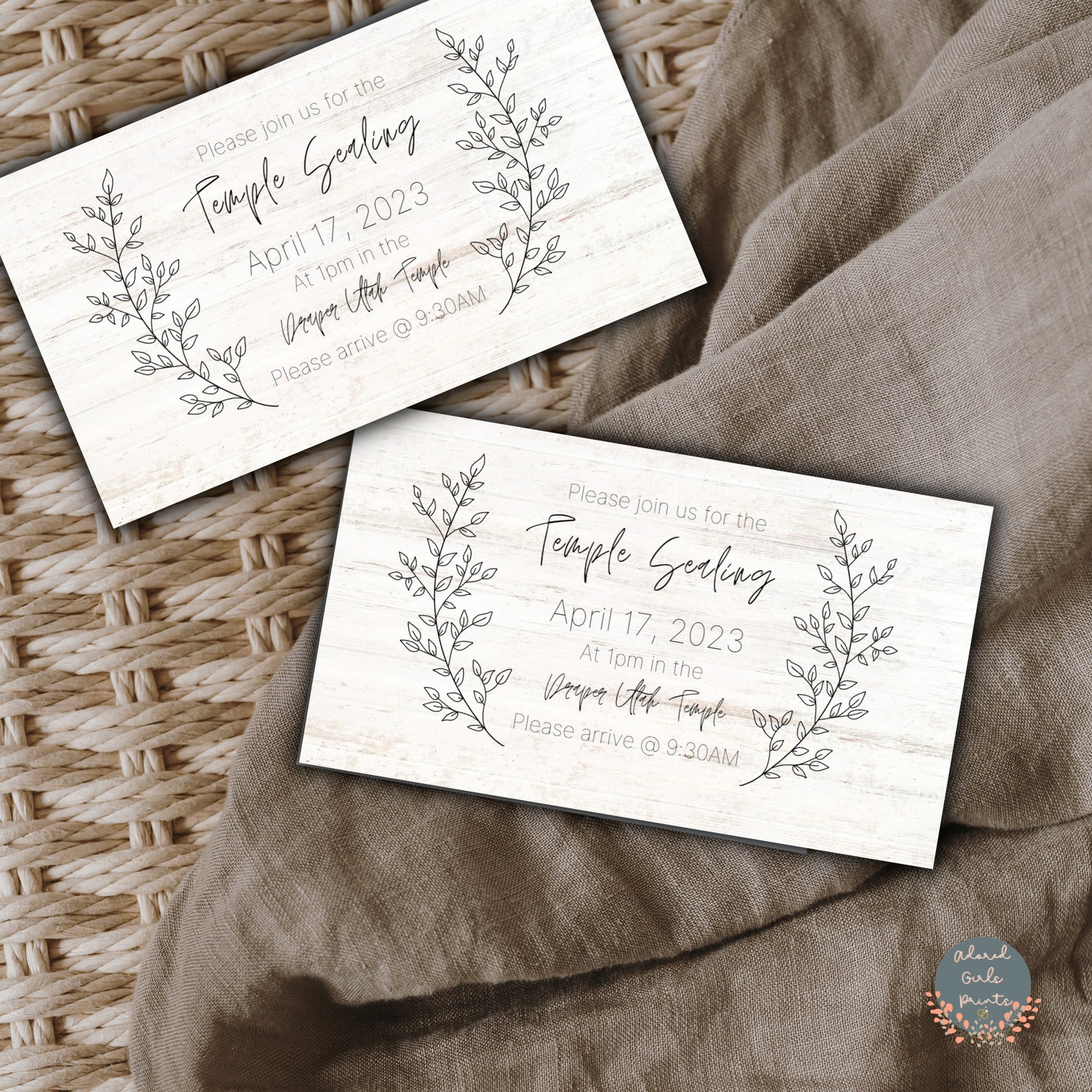 Rustic Temple Sealing Insert, Invite Template, LDS Temple Sealing ...