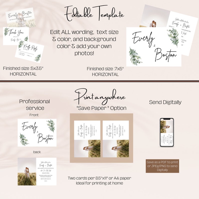 LDS Temple Wedding Photo Announcement Bundle, Thank You Card, RSVP ...