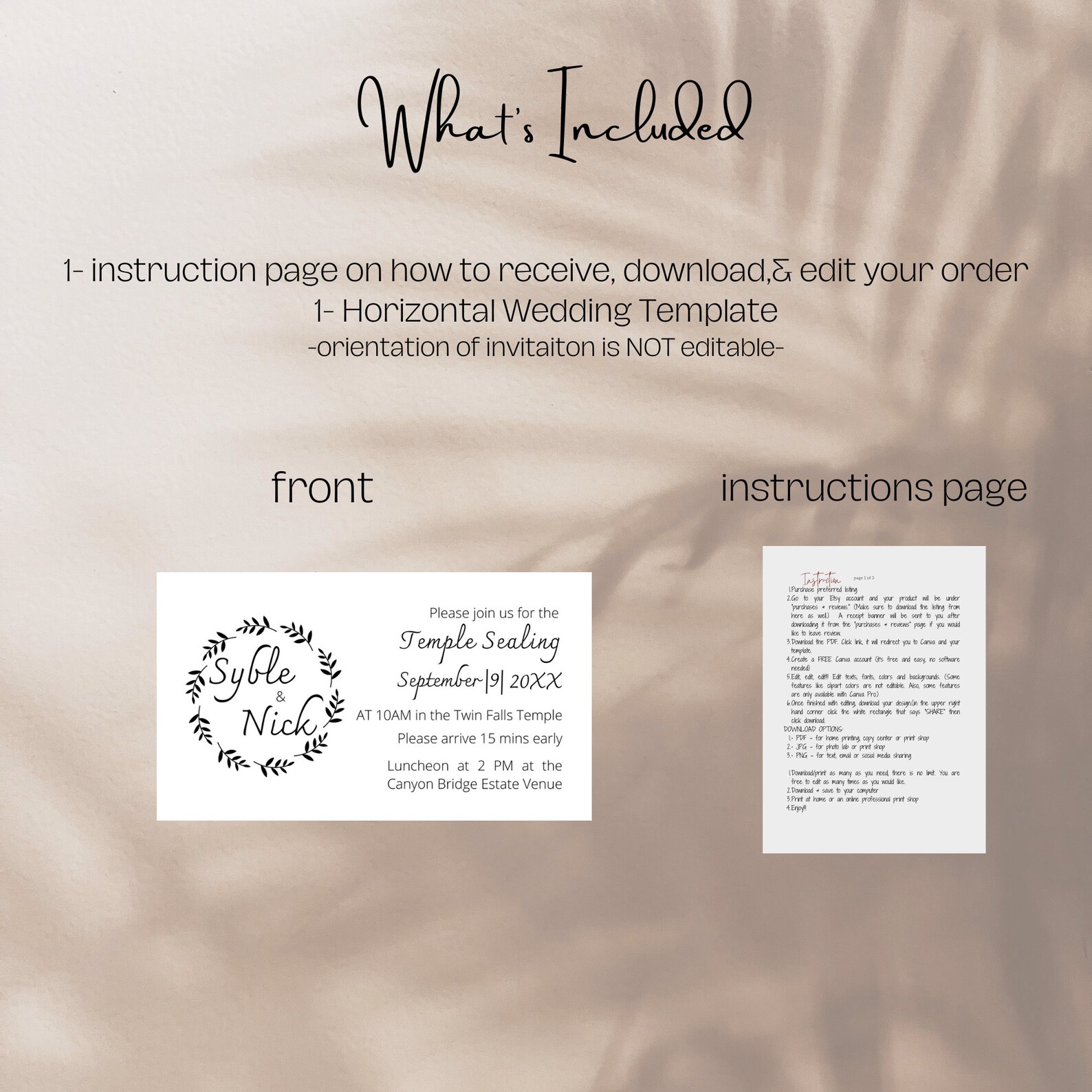 LDS Temple Sealing Invitation Card, 3.5x2'', Temple Template, Printable ...