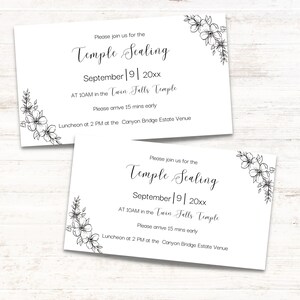 Temple Sealing Wedding Card Insert, Personalized Editable Template - Etsy