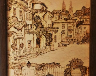 Antique Garden Wood Burning Pyrography Wall Hanging Art Decor - Etsy