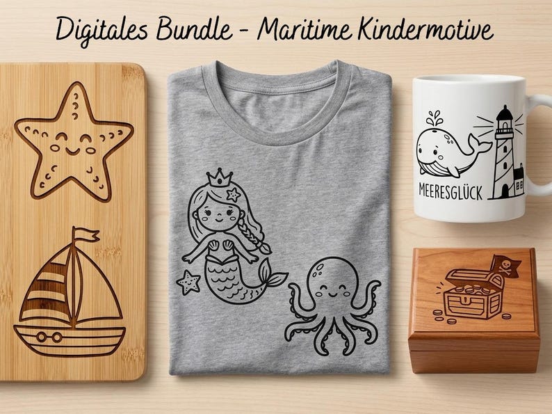 SVG, PNG Maritime Kids Clipart Bundle, Children's Designs, Nautical ...