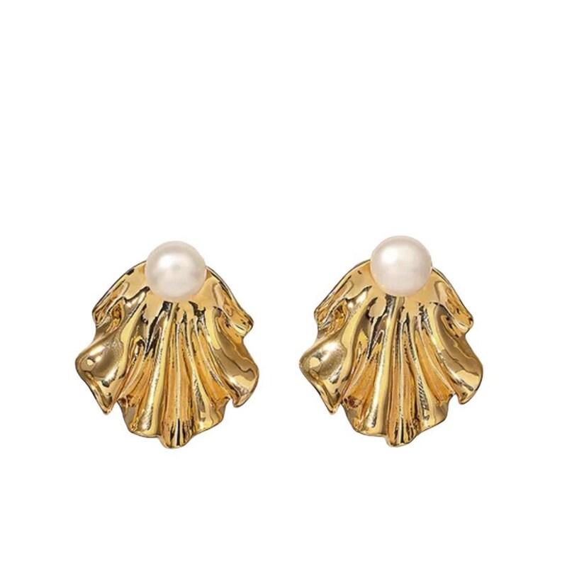 Gold Shell Earrings - Etsy