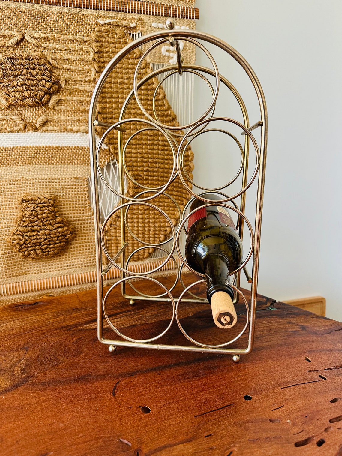 Vintage MCM Tabletop Wine Rack Gold Tone 7-bottle - Etsy