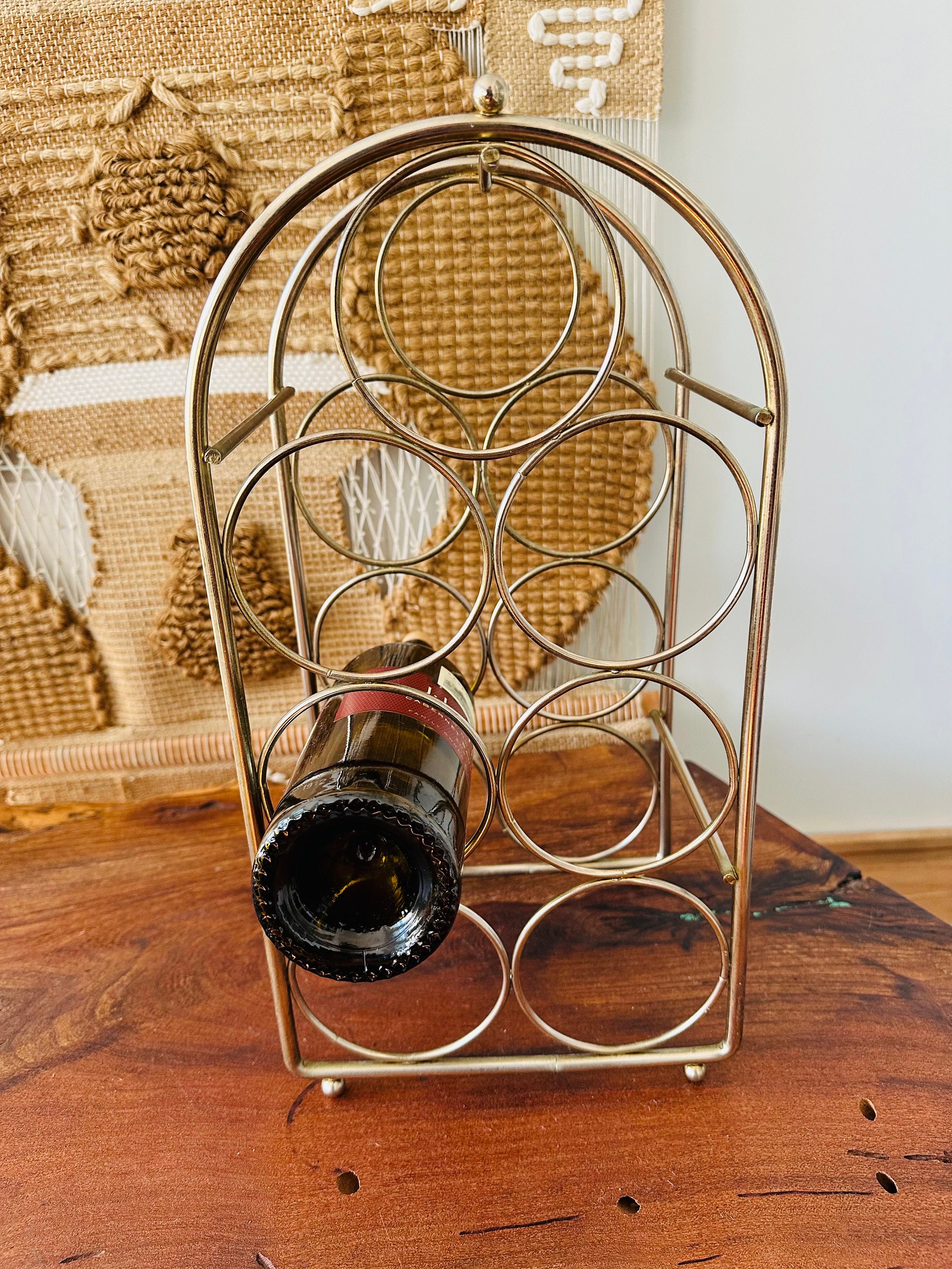 Vintage MCM Tabletop Wine Rack Gold Tone 7-bottle - Etsy