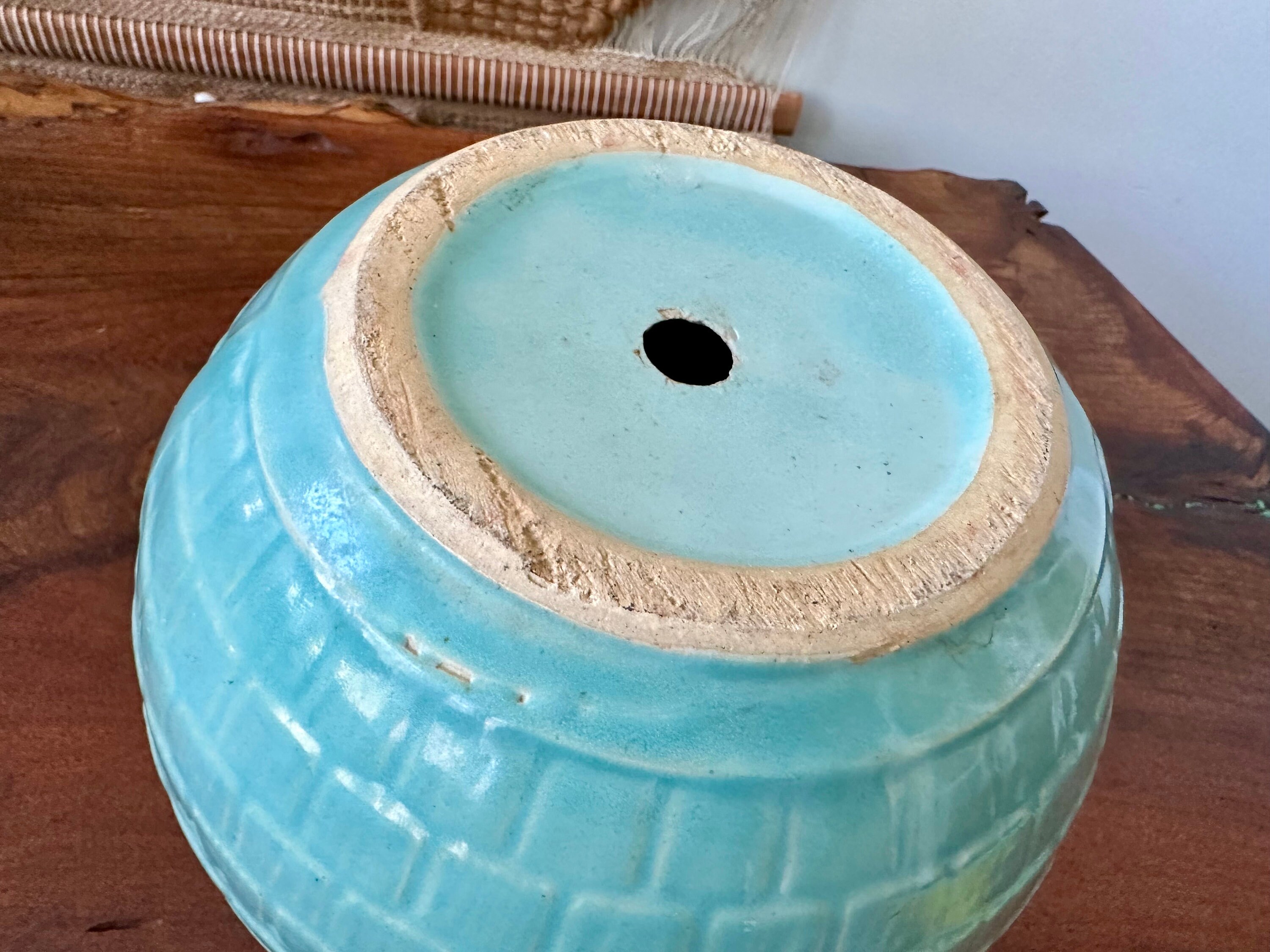 1930s Vintage Mccoy Pottery Round Ball seafoam Green Planter Plant Pot ...