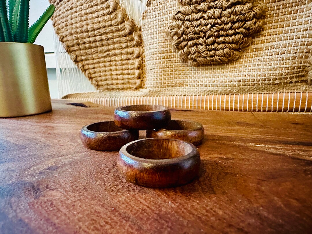 Vintage Mid Century Modern | Acacia | Monkey Pod | Wood | Napkin Rings ...