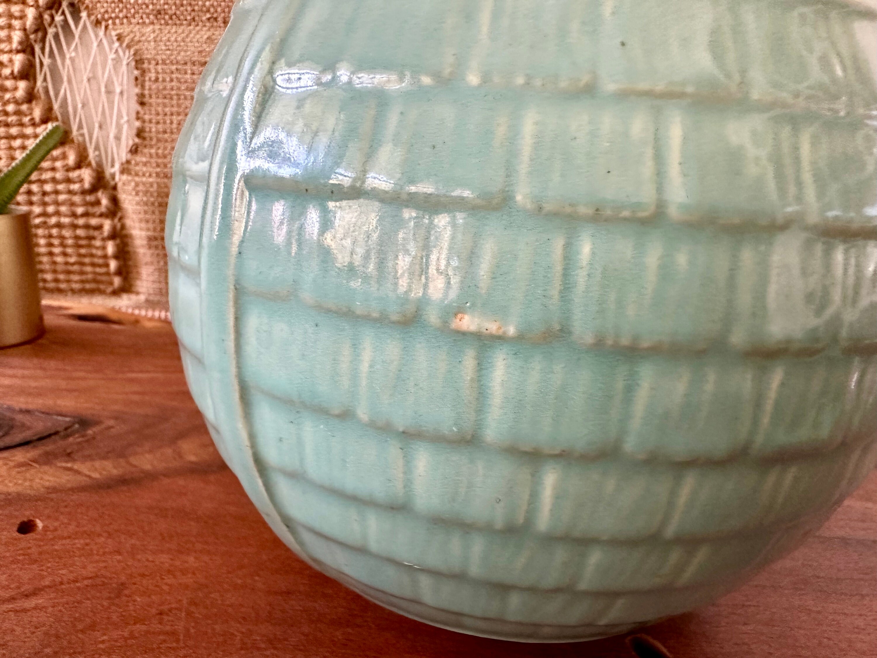 1930s Vintage Mccoy Pottery Round Ball seafoam Green Planter Plant Pot ...