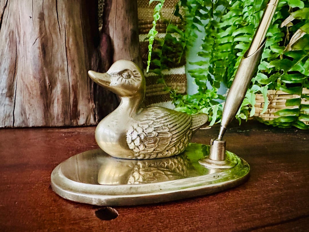 Vintage | Brass | Duck | Pen Holder | Desk Accessory | Stand | Gift - Etsy