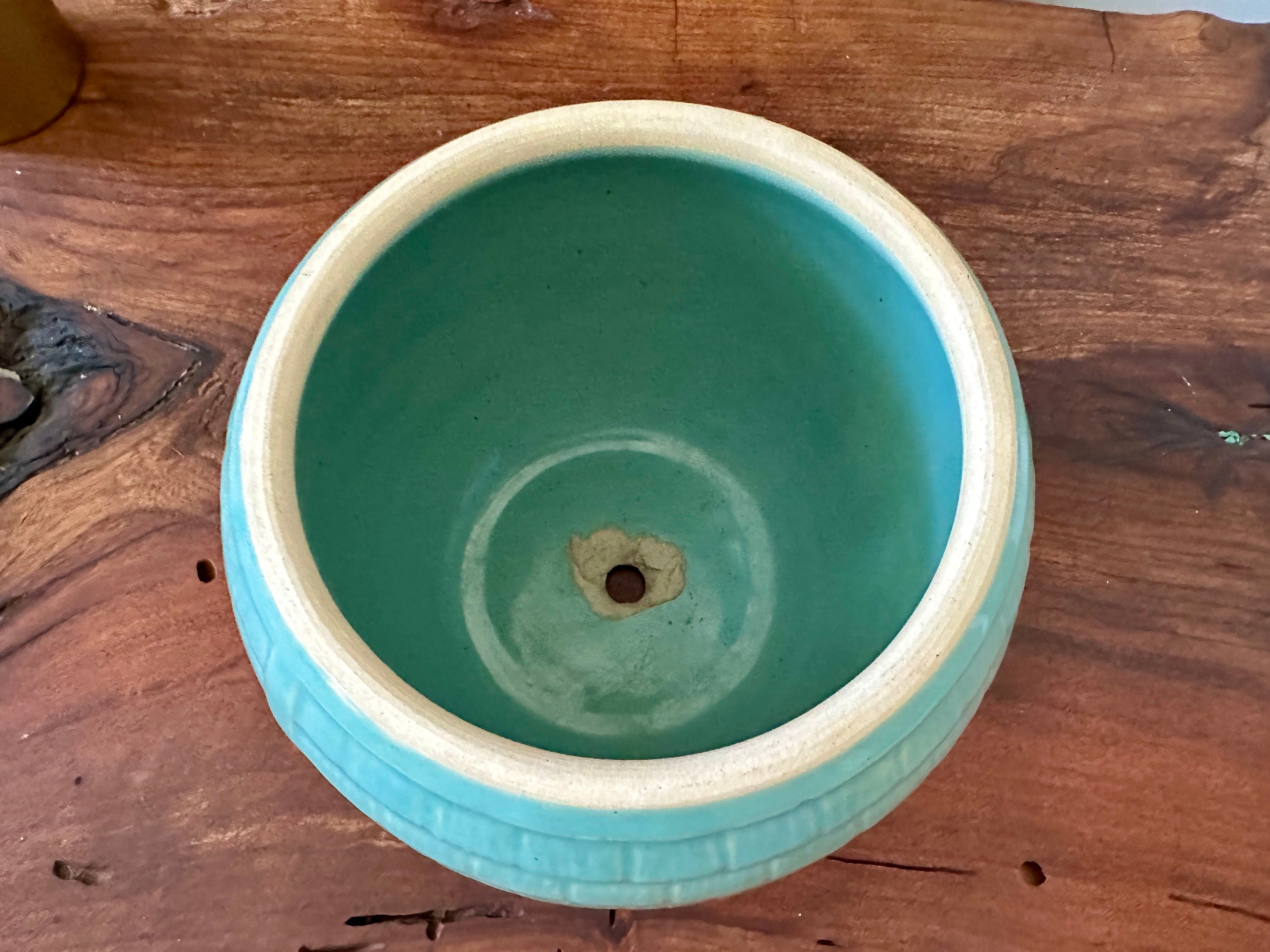 1930s Vintage Mccoy Pottery Round Ball seafoam Green Planter Plant Pot ...