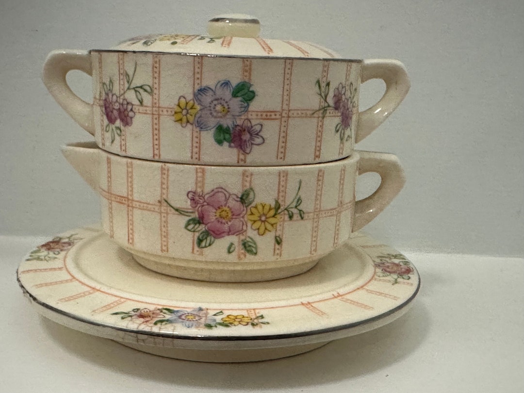 Super Sweet Floral Mikori Ware Vintage Stackable Tea Set Creamer Sugar ...