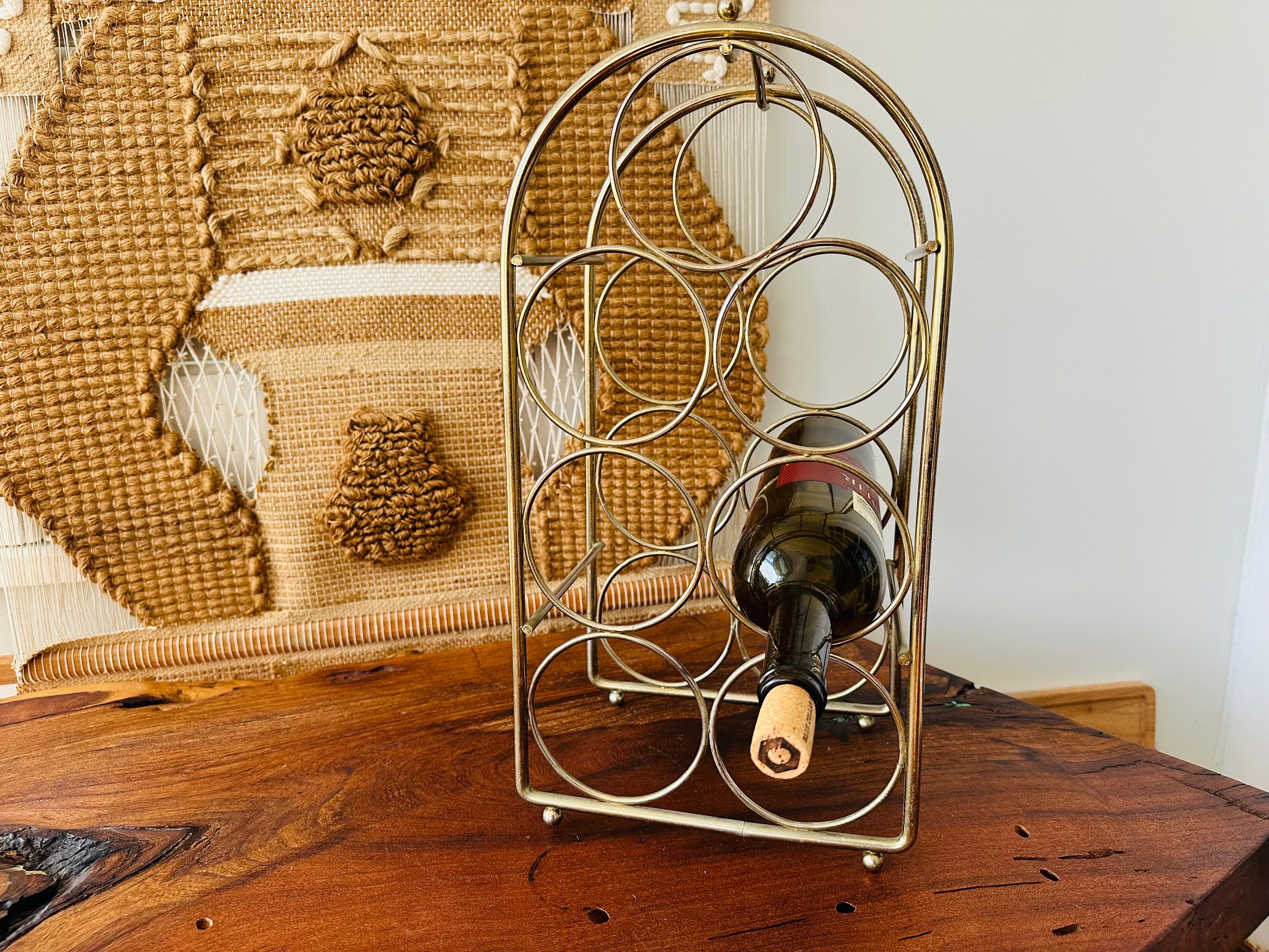 Vintage MCM Tabletop Wine Rack Gold Tone 7-bottle - Etsy