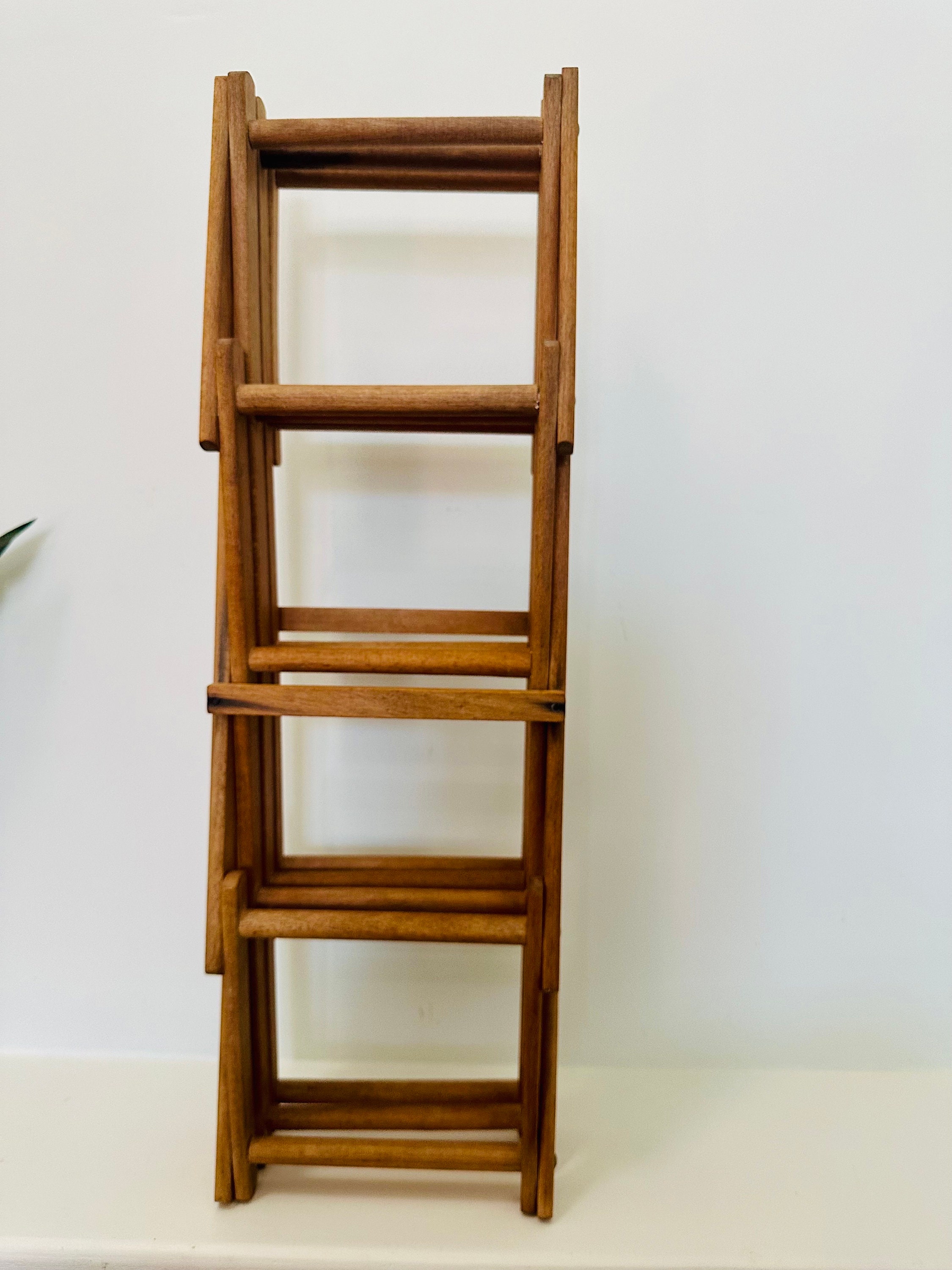 VINTAGE MCM Light Wood 10 Bottle Wine Rack Expanding Accordian Style 24 ...