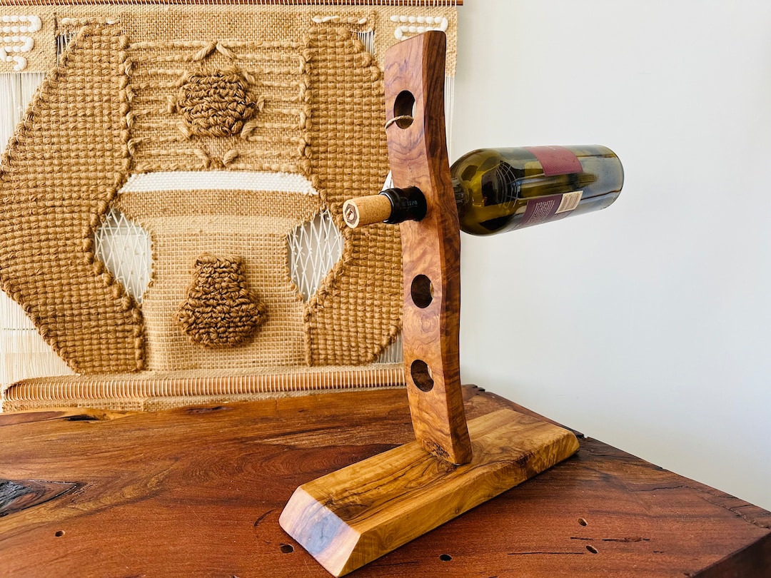 Sculptural Rustic Modern Wooden Wine Rack 4 Bottles - Etsy