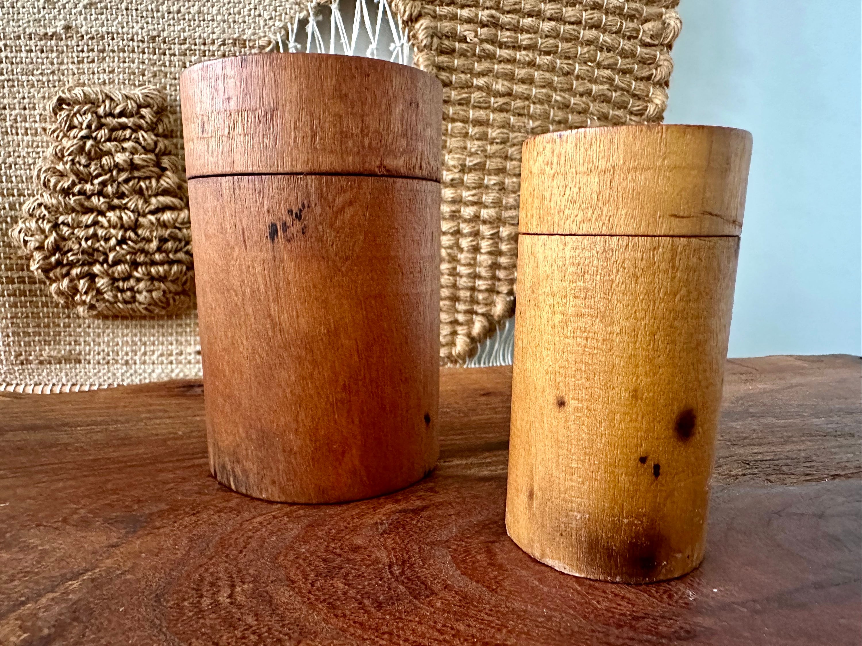 Antique Treenware Treen Turned Wood Containers Cylinders Storage ...