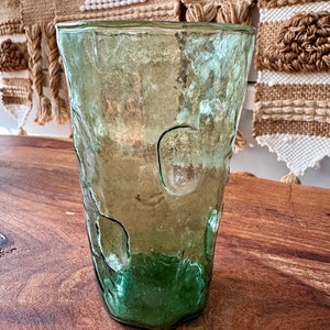 MCM 1960s TEX GLASS Decatur Amber Thumbprint 5 1/2" Glass Crinkled - Etsy